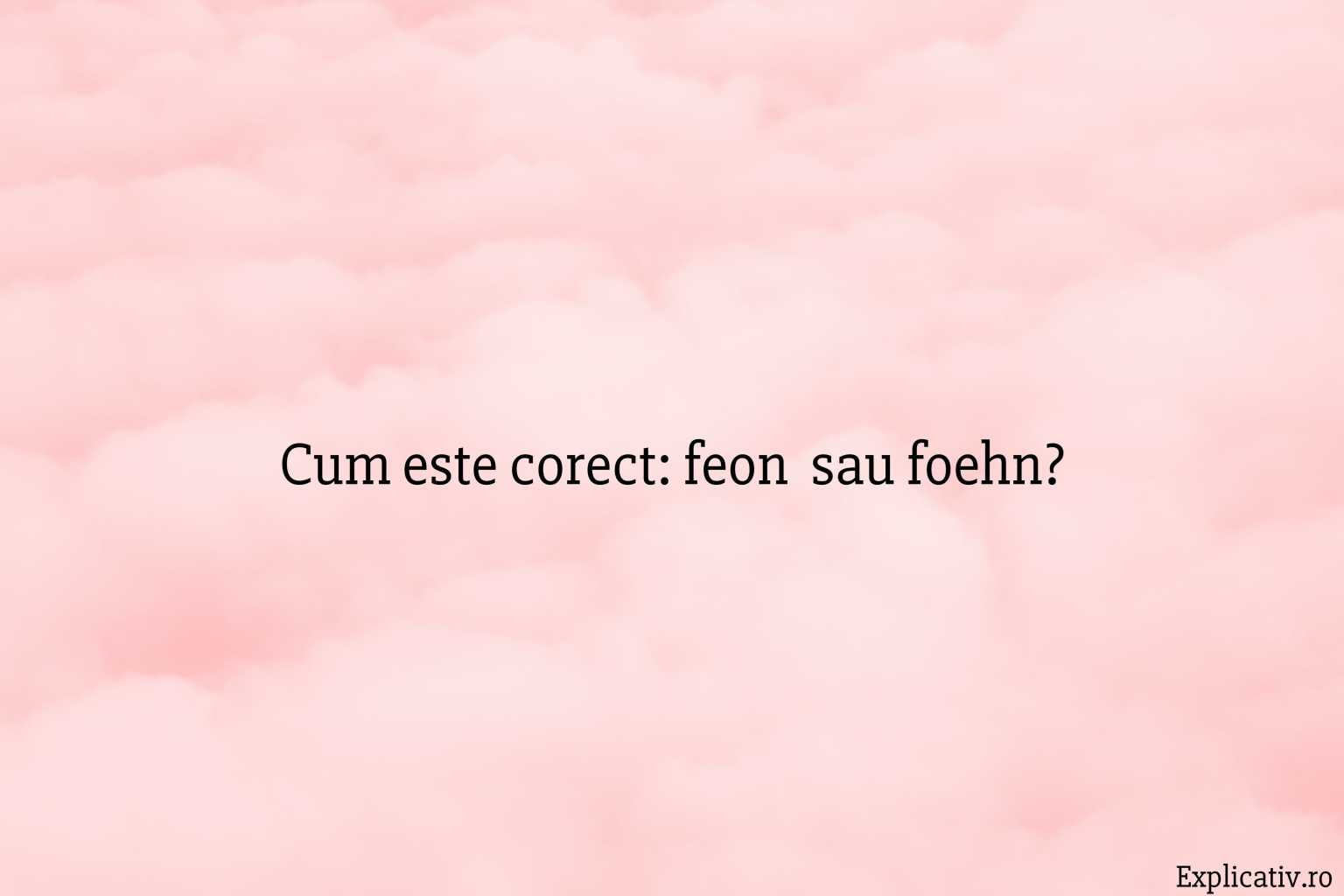 Cum este corect: feon sau foehn? ️ Explicativ