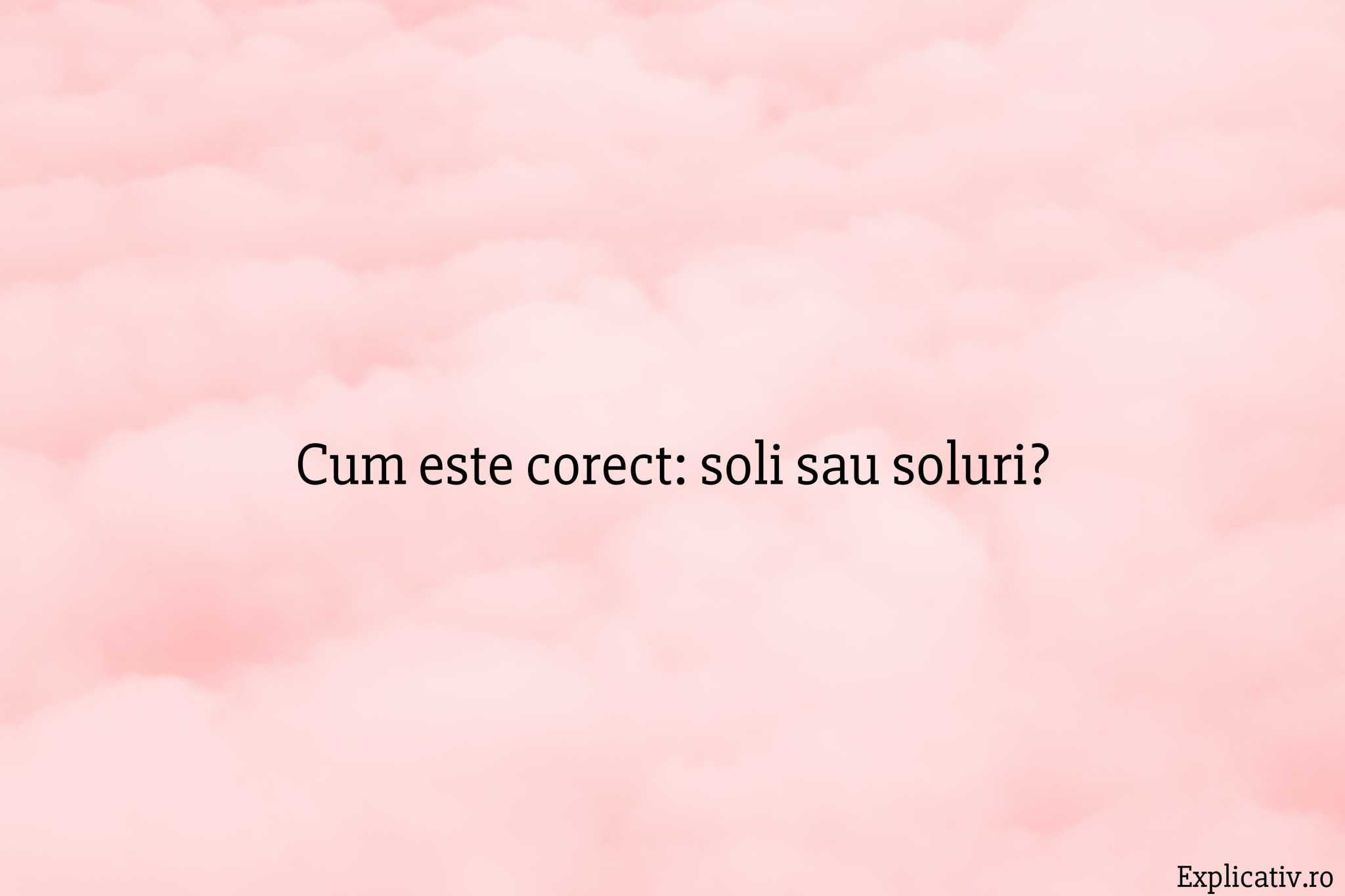 Cum este corect: soli sau soluri? ️ Explicativ