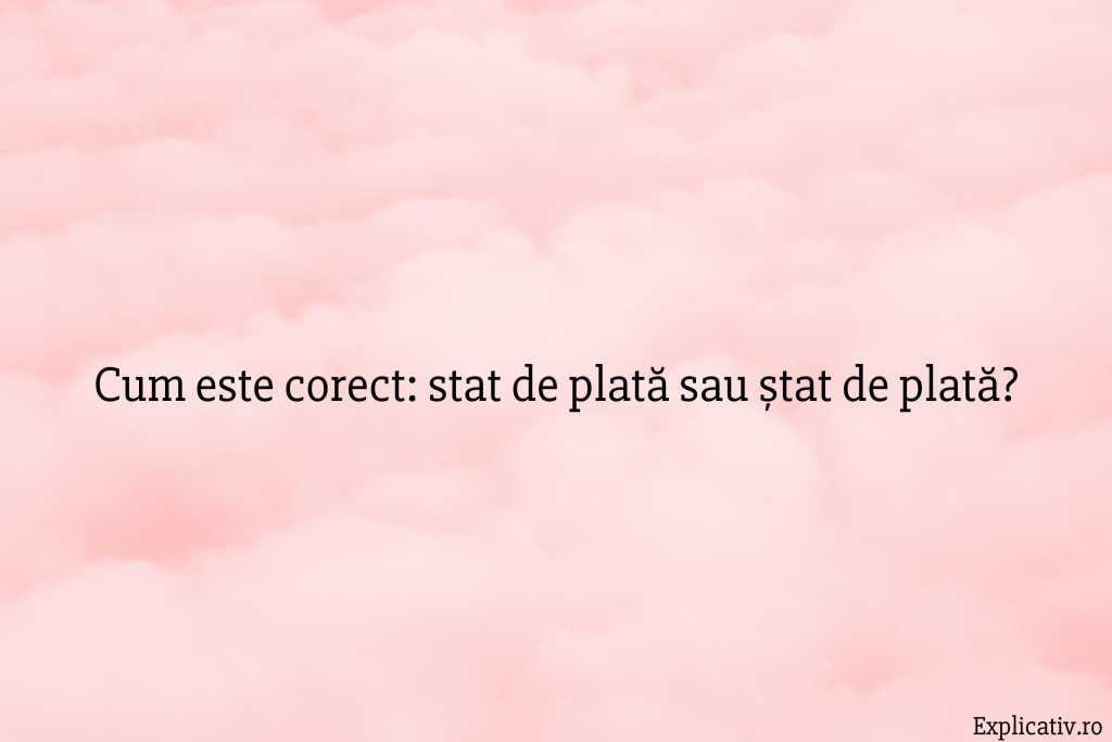 Cum este corect: stat de plată sau ștat de plată? ️ Explicativ
