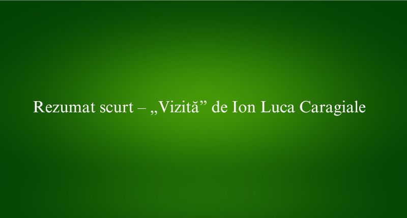 Rezumat scurt – „Vizită” de Ion Luca Caragiale ️ Explicativ